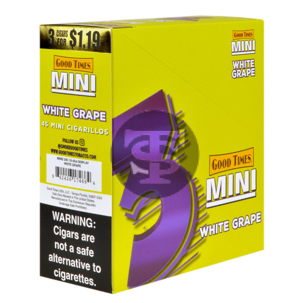 Good Times Mini Cigarillos White Grape Pre Priced $1.19, 15 Packs of 3 ...