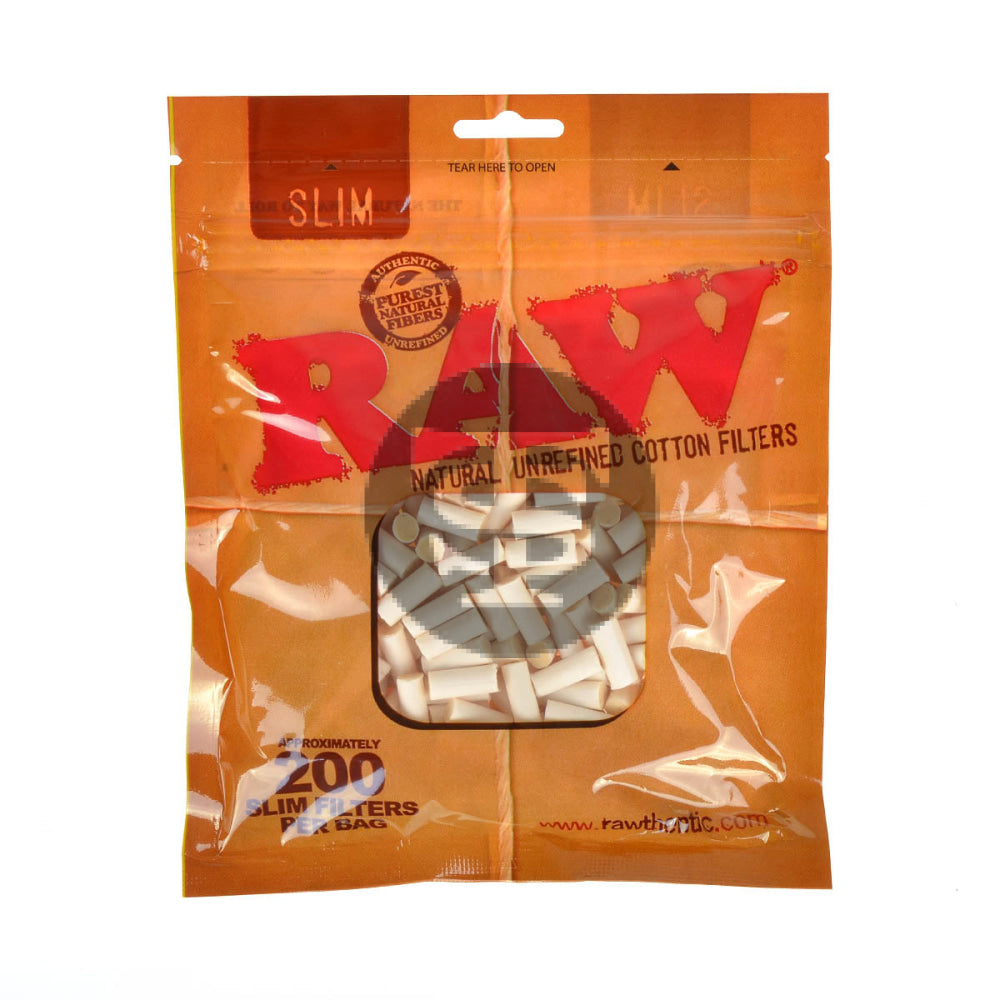 RAW Cotton Filters Slim Pack of 200 – Tobacco Stock